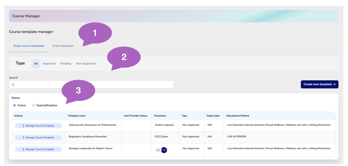 How to Navigate and Use the Course Template Manager in CE Zoom (V2)