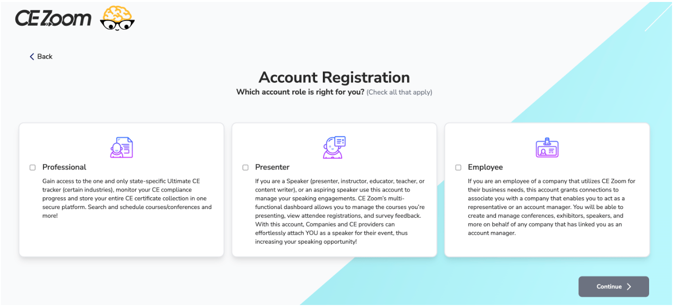 How to sign up as a professional on CE Zoom (V2)