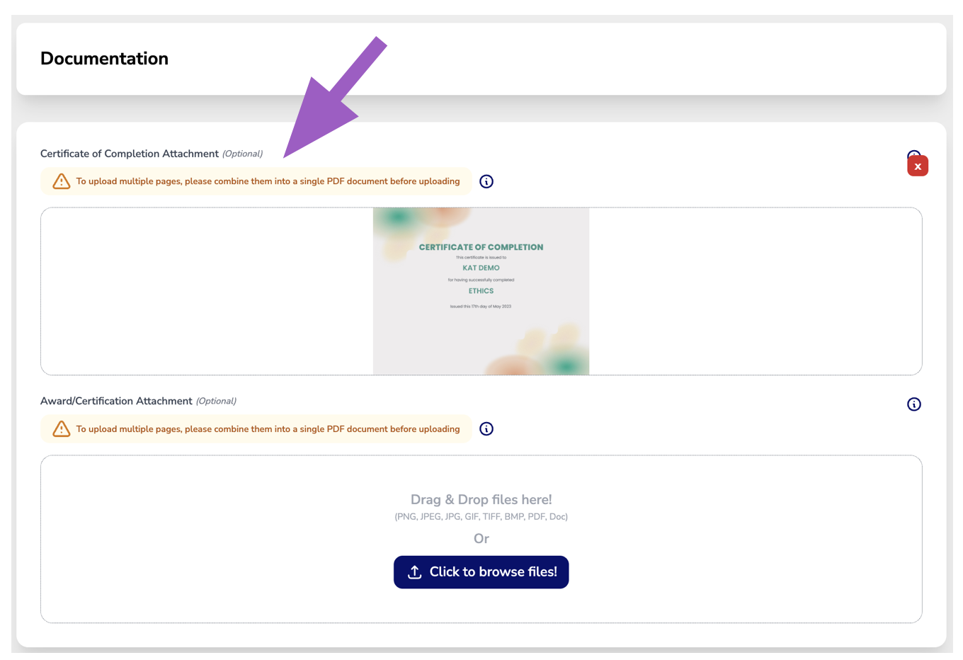 Section Overview: Manual CE Upload - Documentation